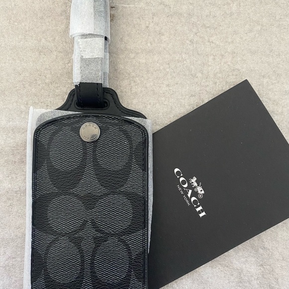 Coach | Bags | Luggage Leather Tag In Signature Canvas Black | Poshmark